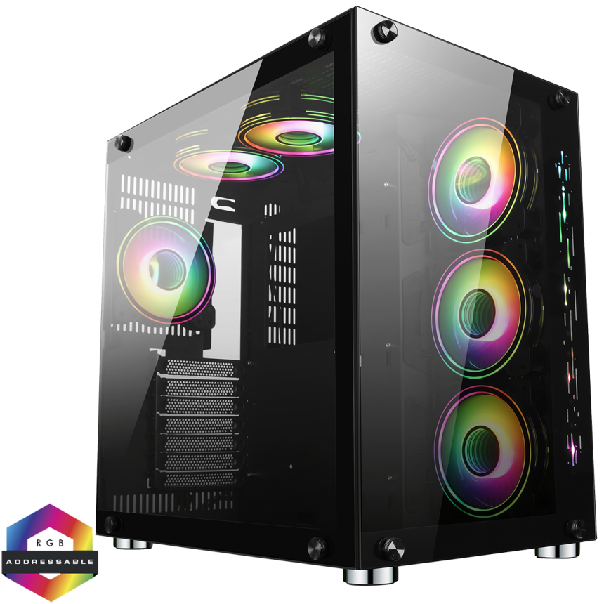 GamMax DS360 Glass Gaming Case 6 x Infinity ARGB Fans Hub – PC Belfast ...