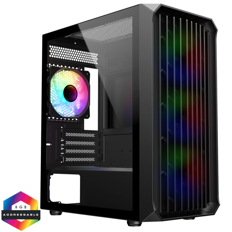 CIT Saturn Black Micro-ATX PC Gaming Case with 4 x 120mm Infinity ARGB ...