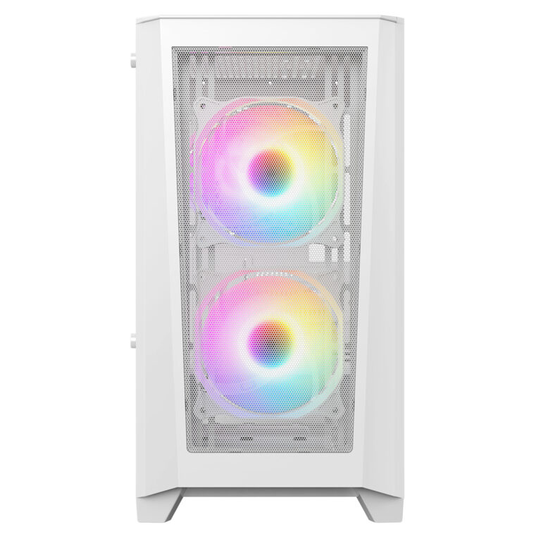 CIT Level 2 White Micro-ATX Mesh PC Gaming Case with 3 x 120mm RGB ...
