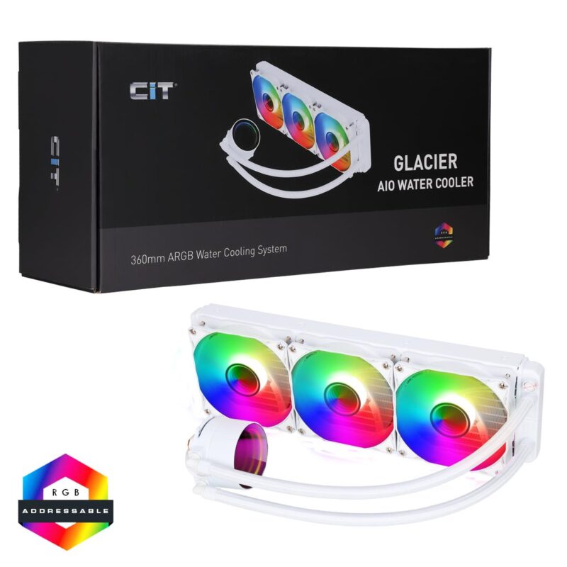 AIO 320mm Pro Glacier Watercooler White ARGB Infinity – PC Belfast ...
