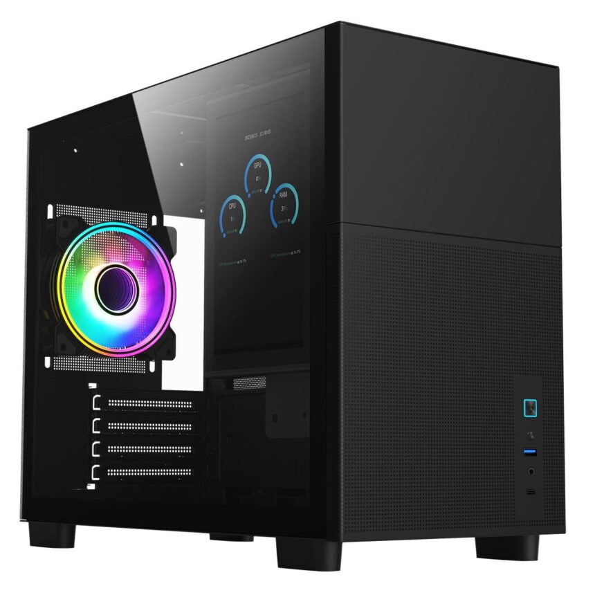 Cit Pro Jupiter Black Micro-ATX PC Gaming Case with 8 Inch LCD Screen 1 ...