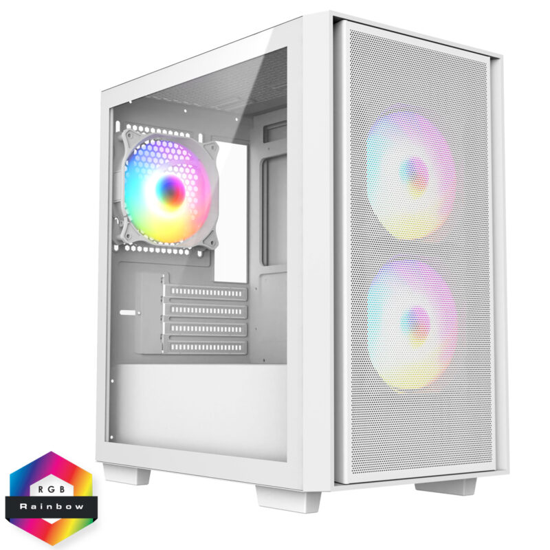Cit Level 4 White Micro-ATX Mesh PC Gaming Case with 3 x 120mm RGB ...